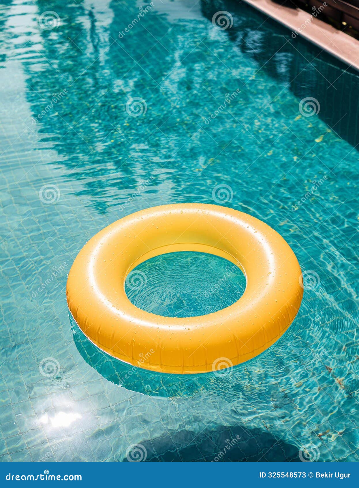 Yellow Float Floating in the Pool with Blue Water Stock Illustration ...