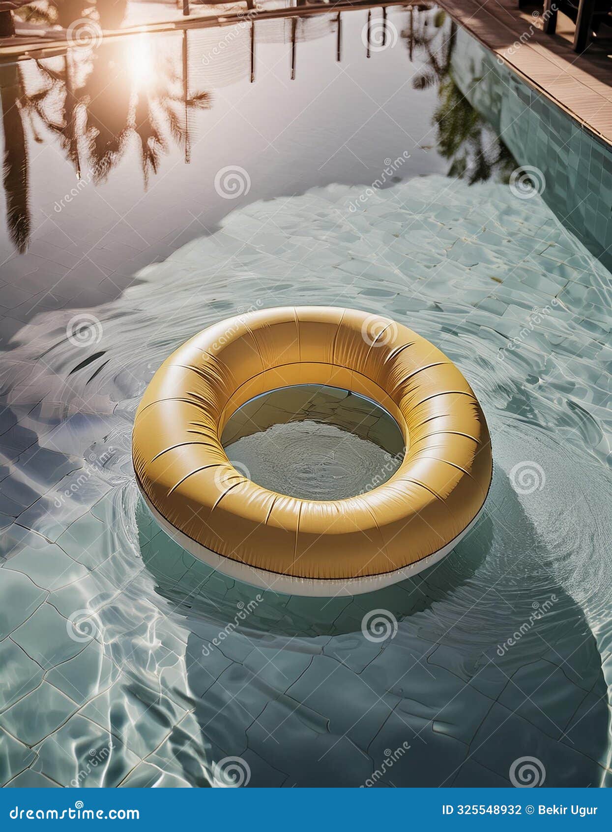 Yellow Float Floating in the Pool with Blue Water Stock Illustration ...