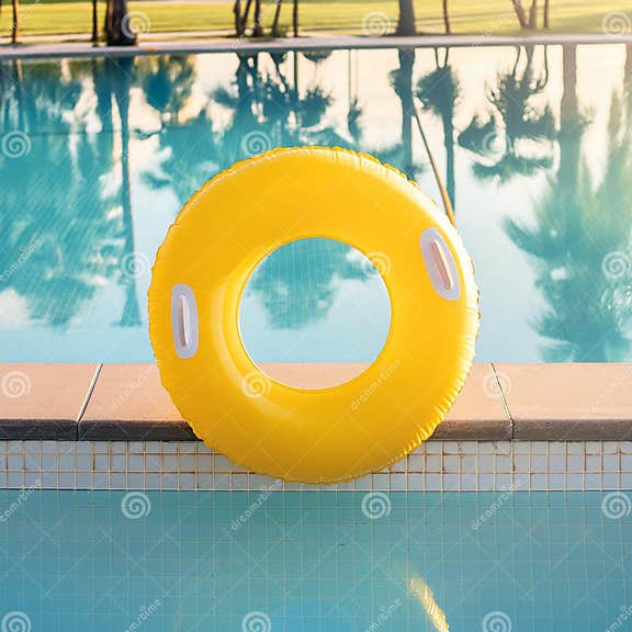 Yellow Float Floating in the Pool with Blue Water Stock Illustration - Illustration of device ...