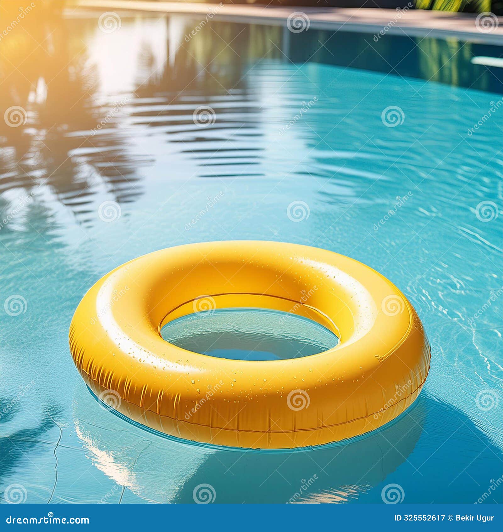 Yellow Float Floating in the Pool with Blue Water. Stock Illustration ...