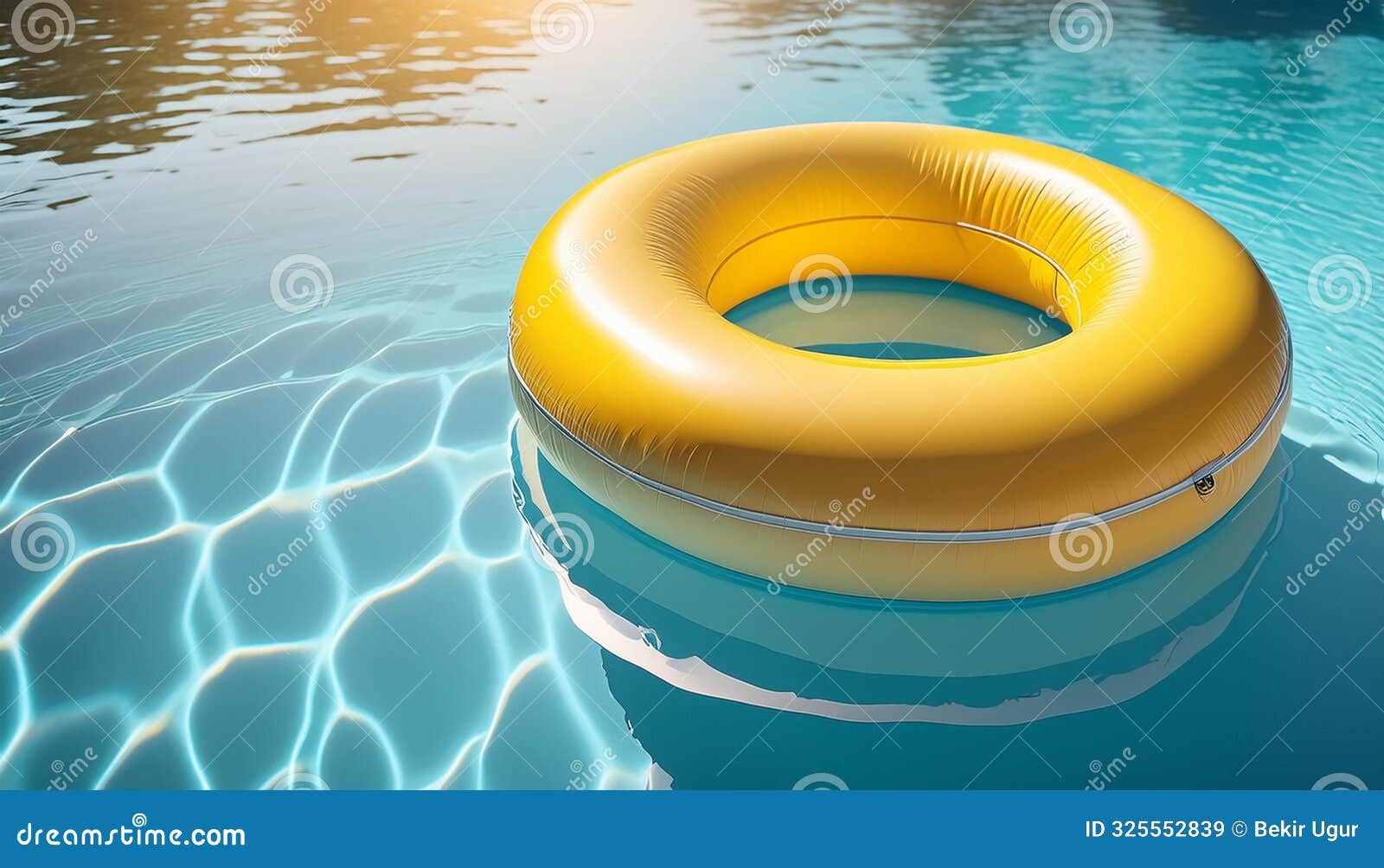 Yellow Float Floating in the Pool with Blue Water. Stock Illustration ...