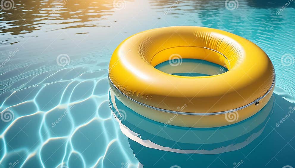 Yellow Float Floating in the Pool with Blue Water. Stock Illustration ...