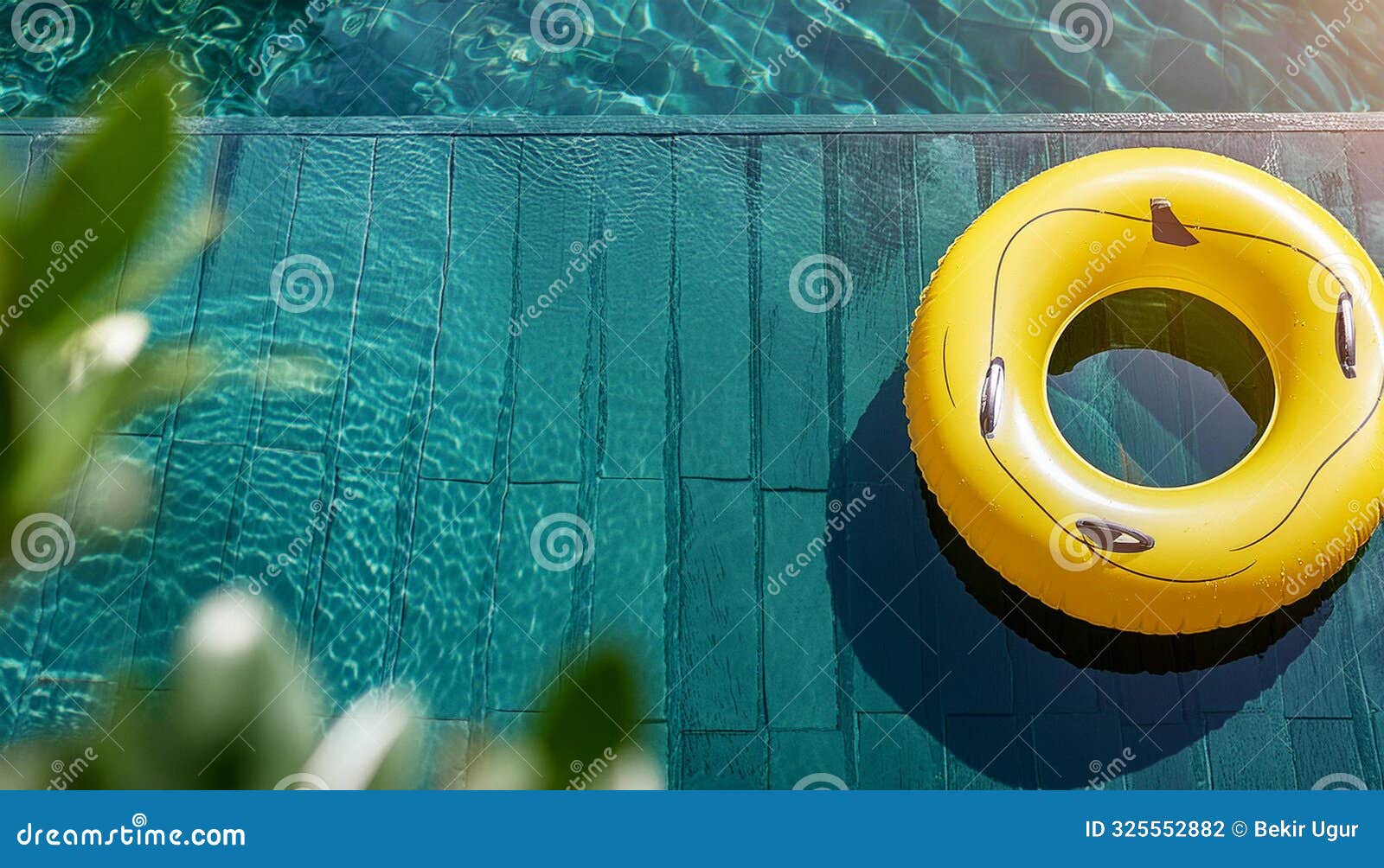Yellow Float Floating in the Pool with Blue Water. Stock Illustration ...