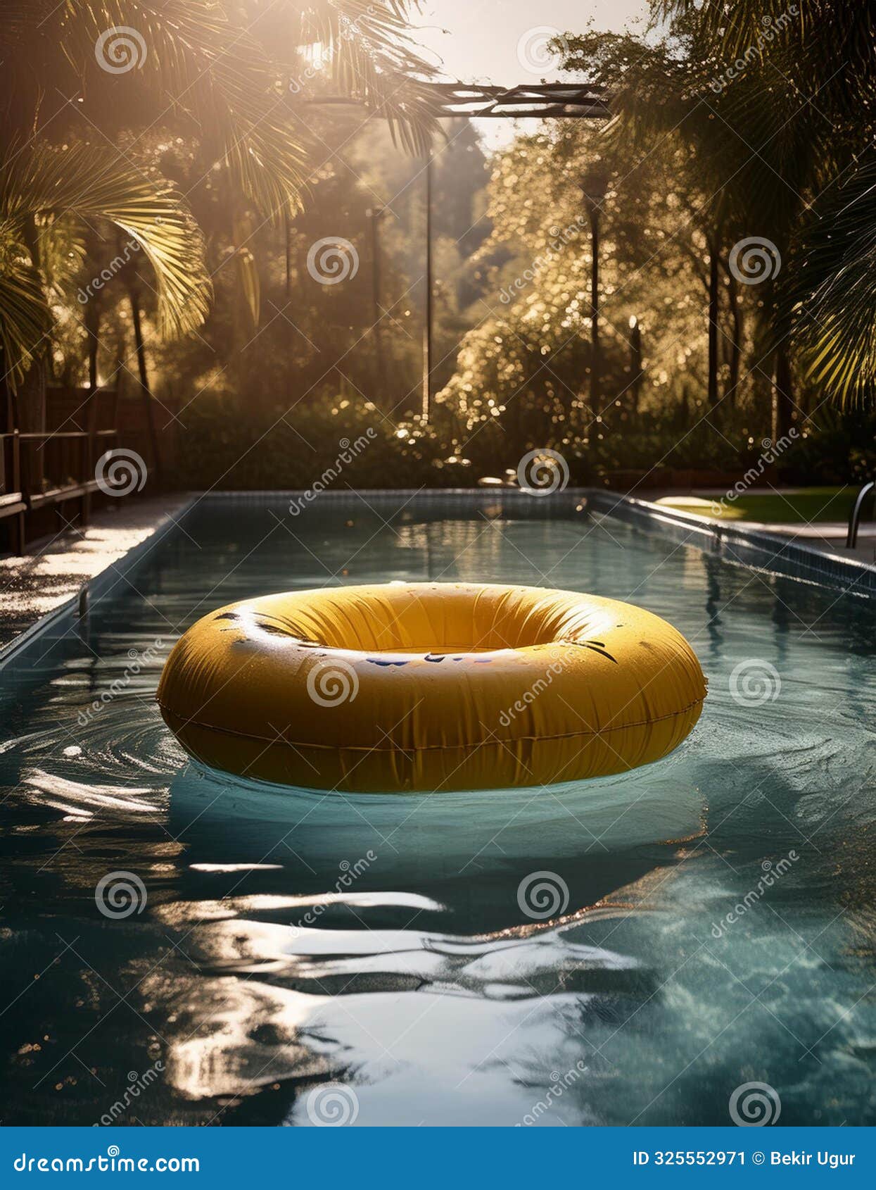 Yellow Float Floating in the Pool with Blue Water. Stock Illustration ...