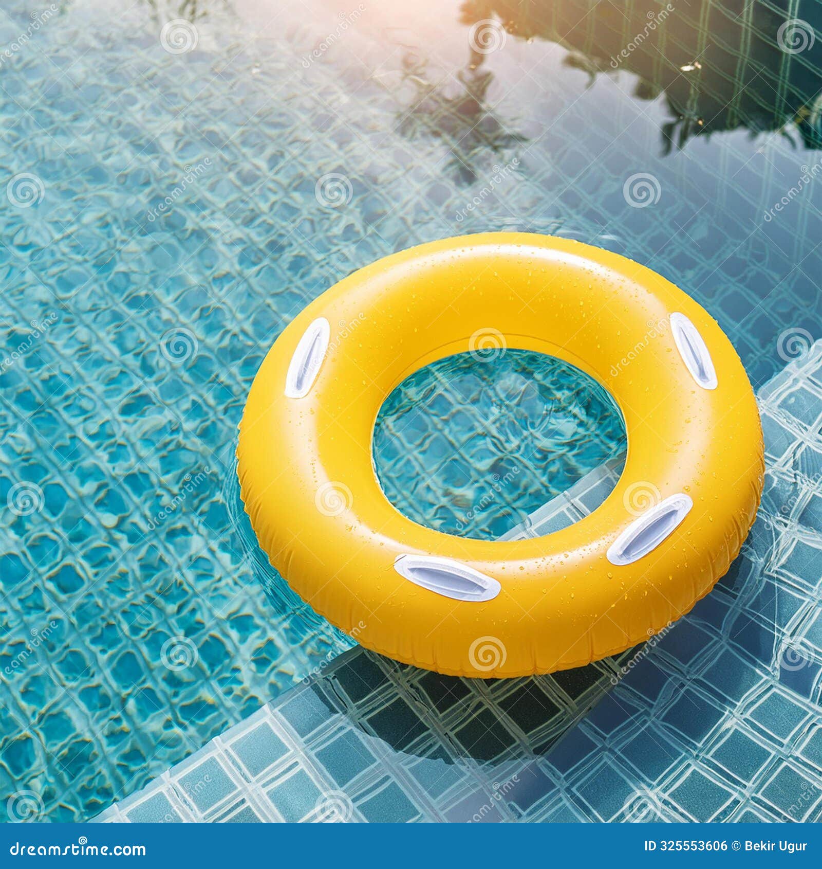 Yellow Float Floating in the Pool with Blue Water. Stock Illustration ...