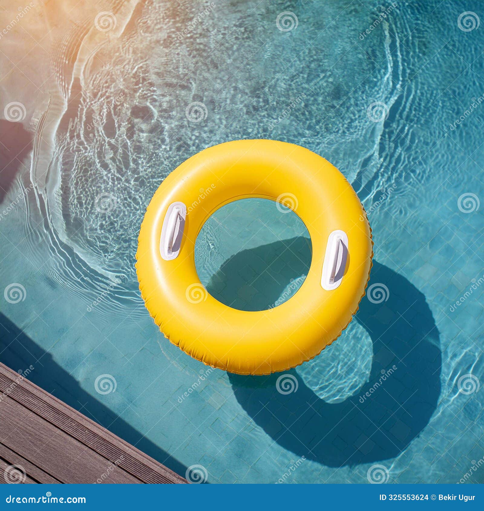 Yellow Float Floating in the Pool with Blue Water. Stock Illustration ...