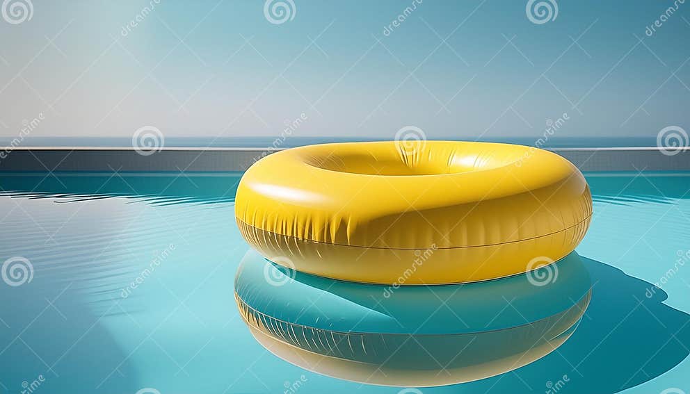 Yellow Float Floating in the Pool with Blue Water. Stock Illustration ...