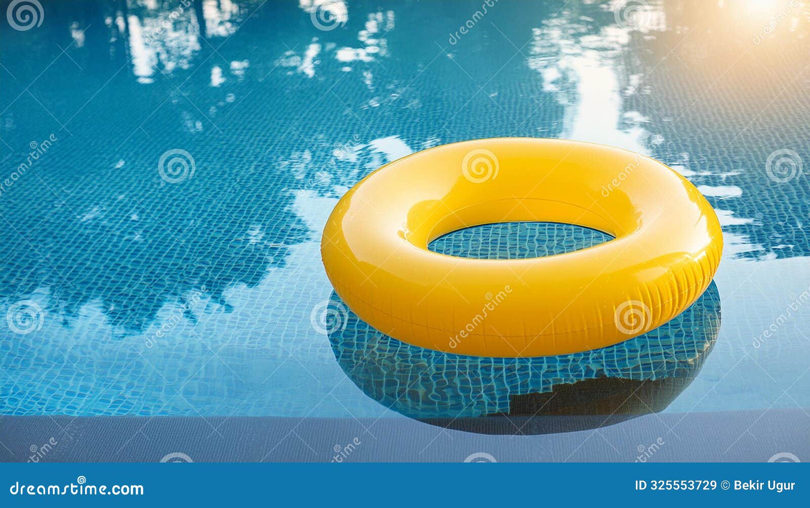 Yellow Float Floating in the Pool with Blue Water. Stock Illustration ...