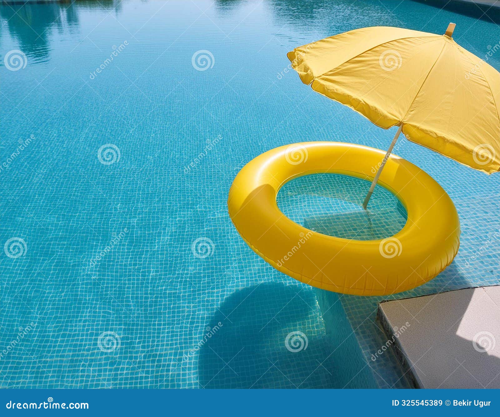 Yellow Float Floating in the Pool with Blue Water. Stock Illustration ...