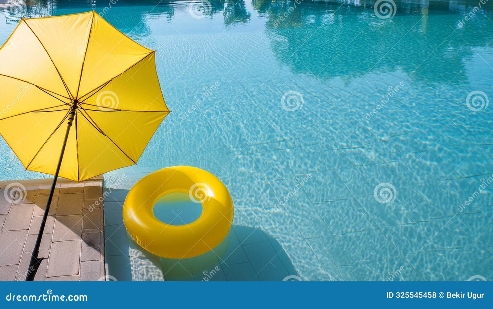 Yellow Float Floating in the Pool with Blue Water. Stock Illustration ...