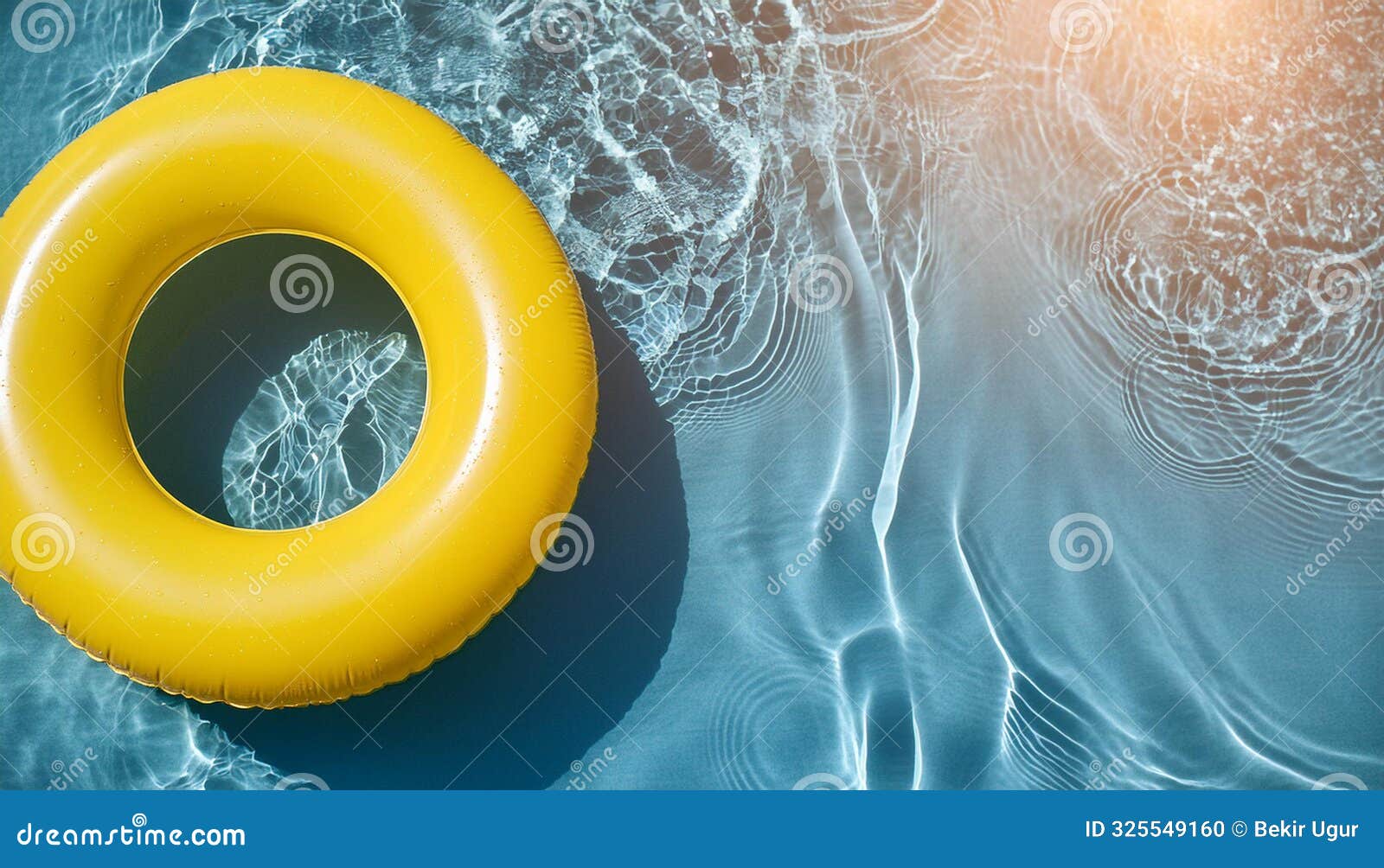Yellow Float Floating in the Pool with Blue Water Stock Illustration ...