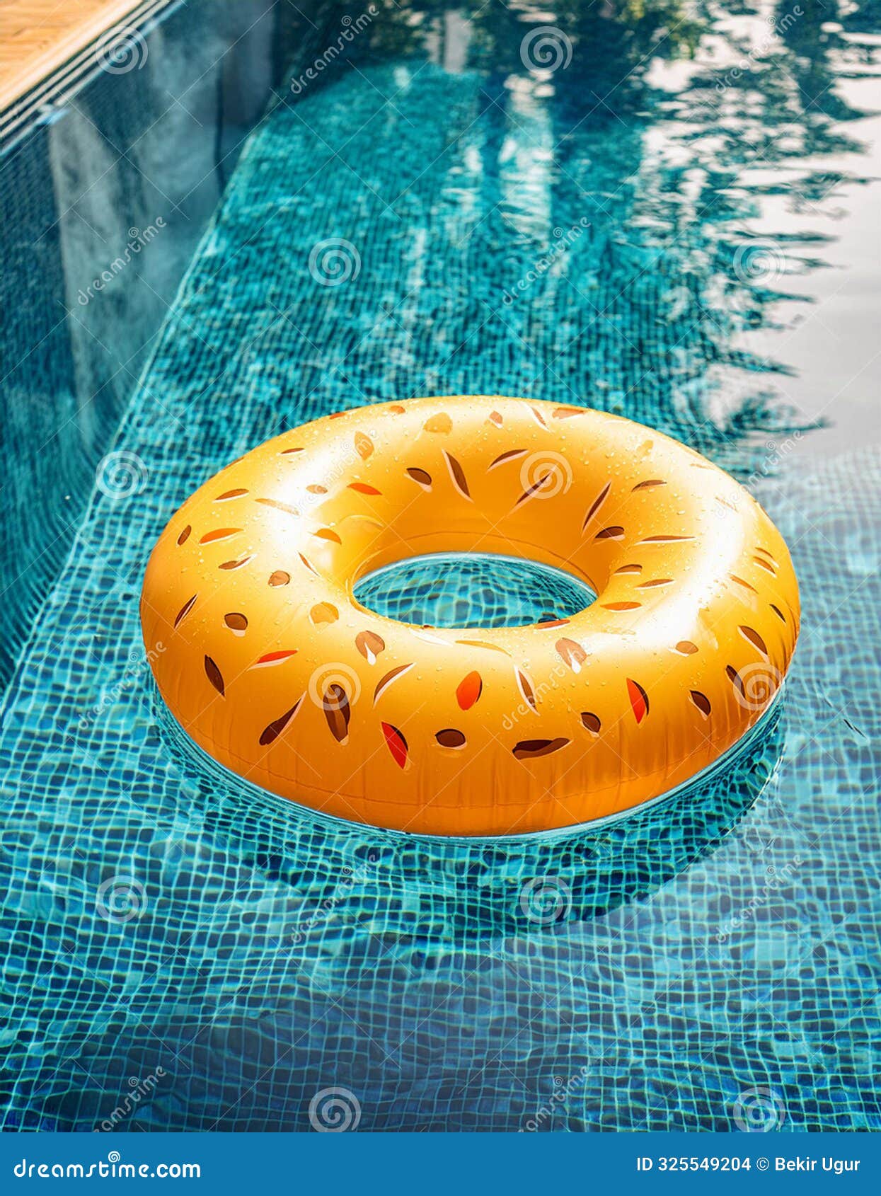 Yellow Float Floating in the Pool with Blue Water Stock Illustration ...