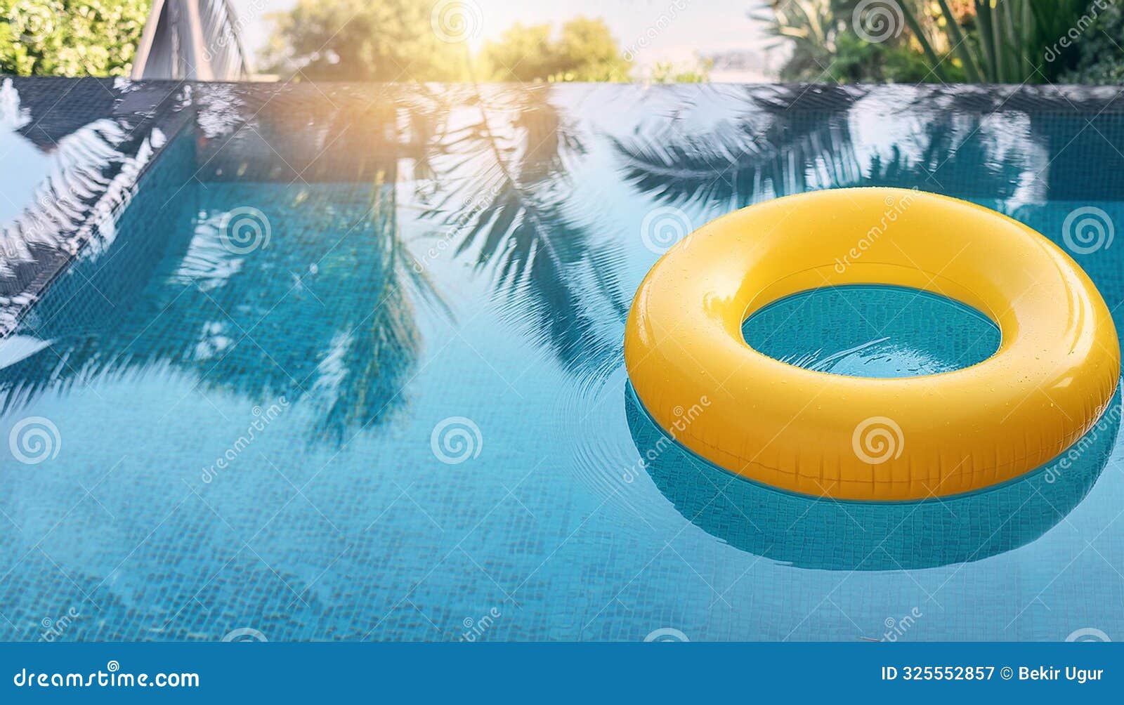 Yellow Float Floating in the Pool with Blue Water. Stock Illustration ...