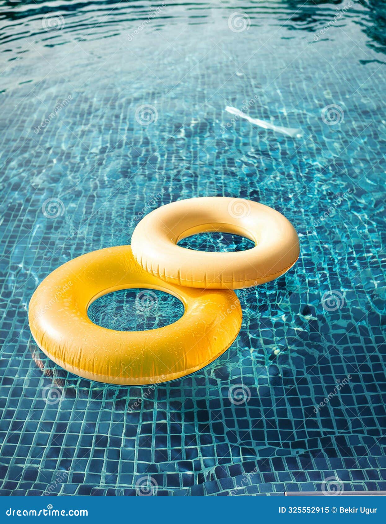Yellow Float Floating in the Pool with Blue Water. Stock Illustration ...