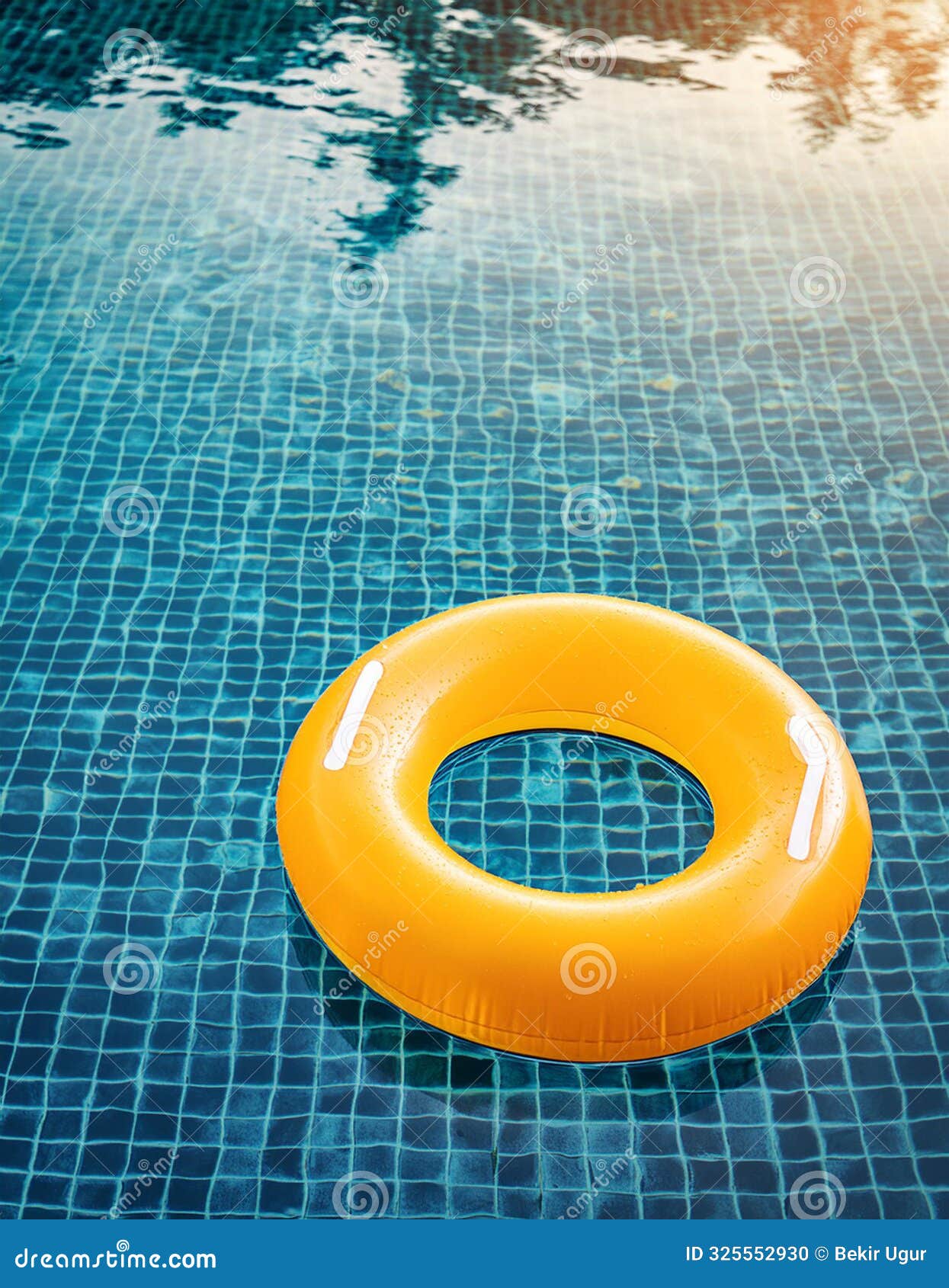 Yellow Float Floating in the Pool with Blue Water. Stock Illustration ...