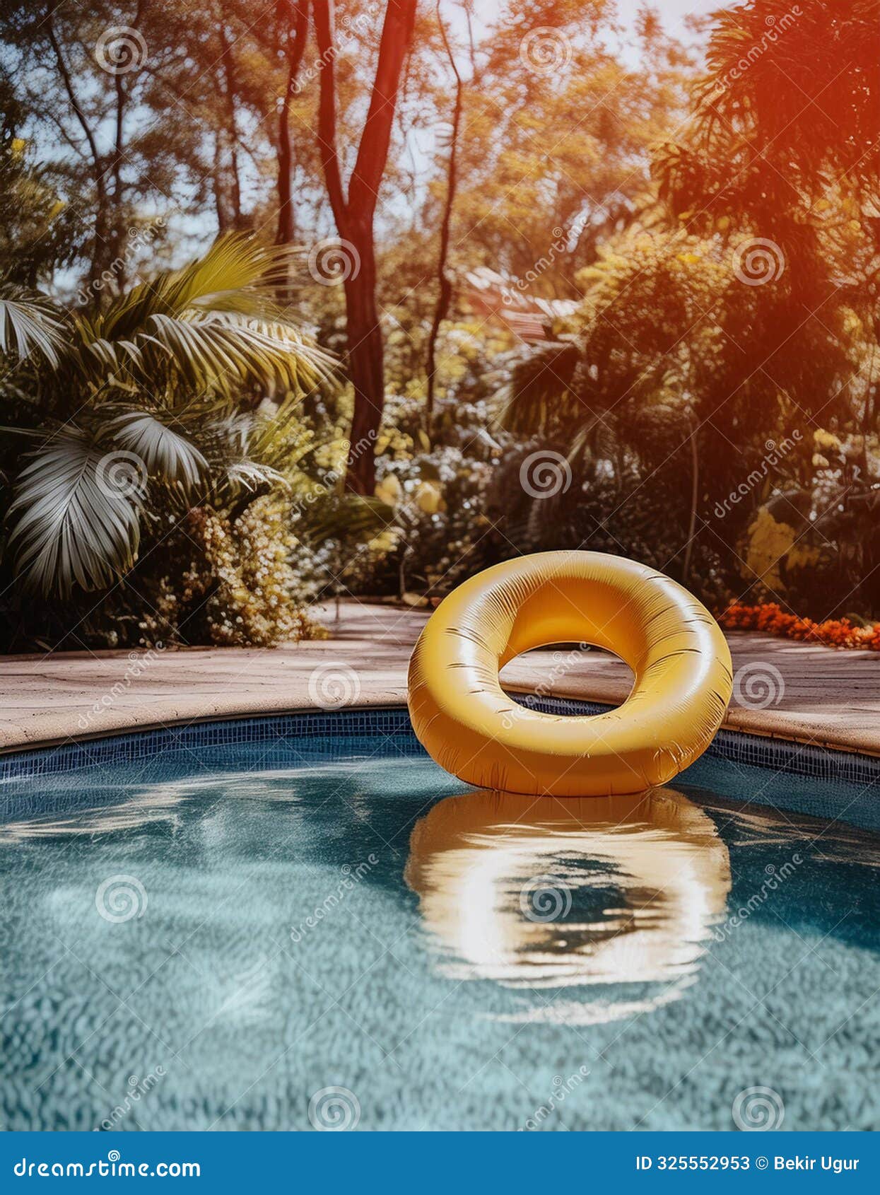 Yellow Float Floating in the Pool with Blue Water. Stock Illustration ...