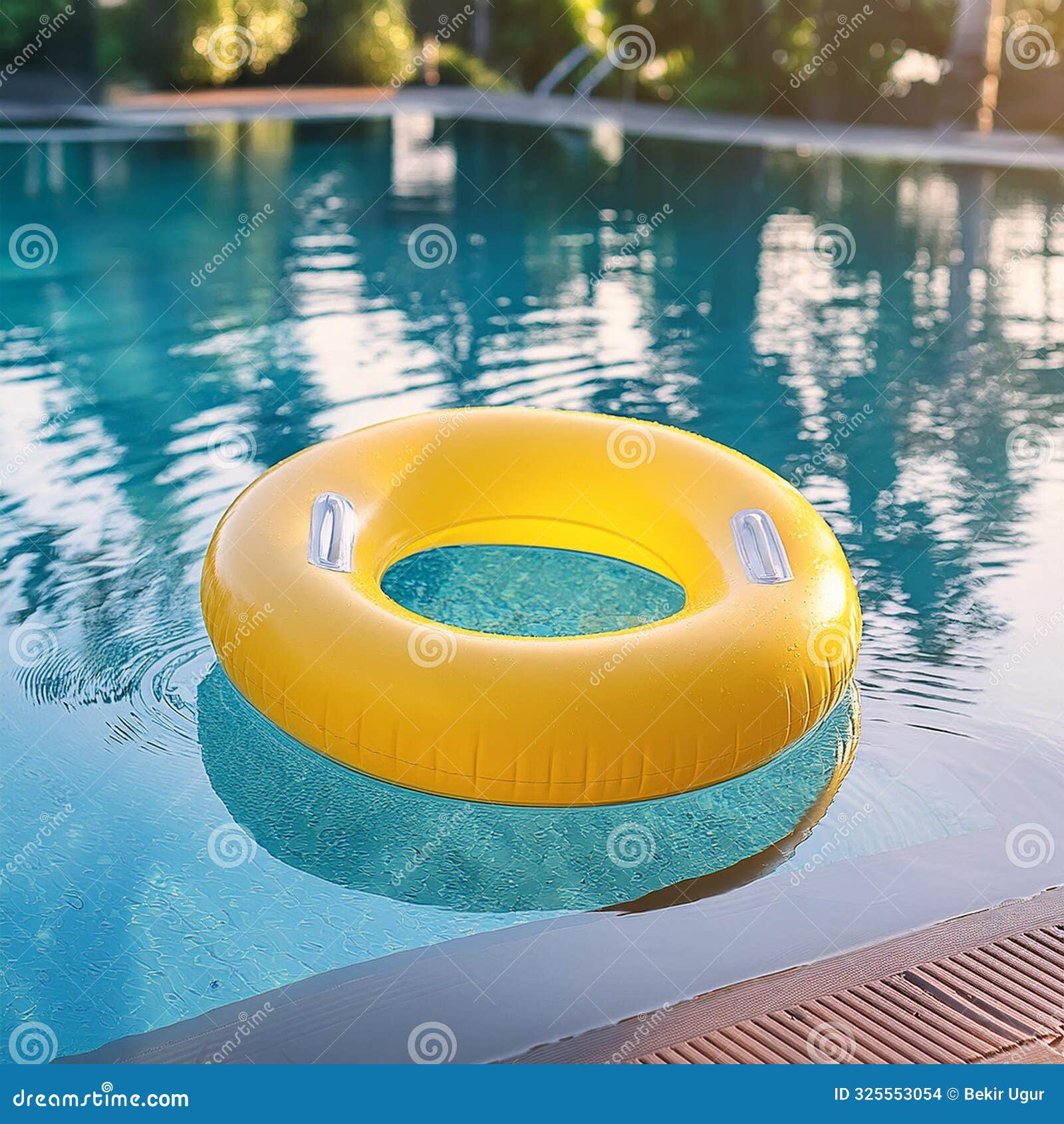 Yellow Float Floating in the Pool with Blue Water. Stock Illustration ...