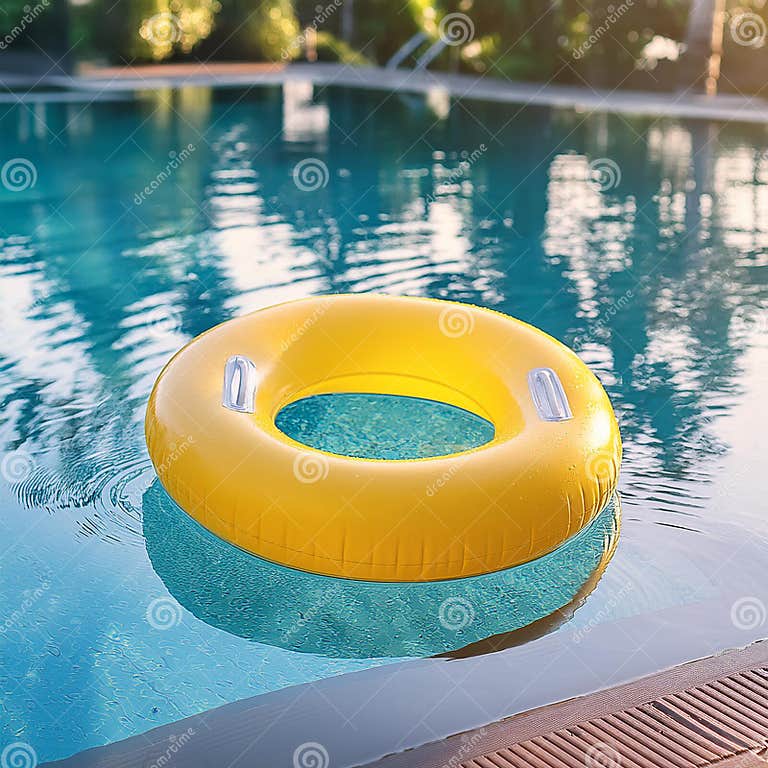 Yellow Float Floating in the Pool with Blue Water. Stock Illustration ...