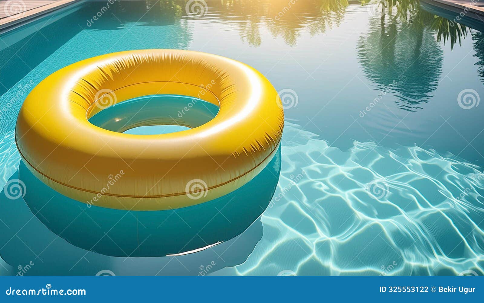 Yellow Float Floating in the Pool with Blue Water. Stock Illustration ...