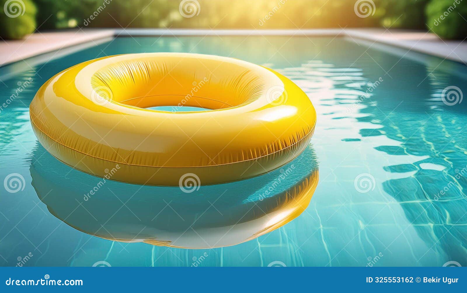 Yellow Float Floating in the Pool with Blue Water. Stock Illustration ...