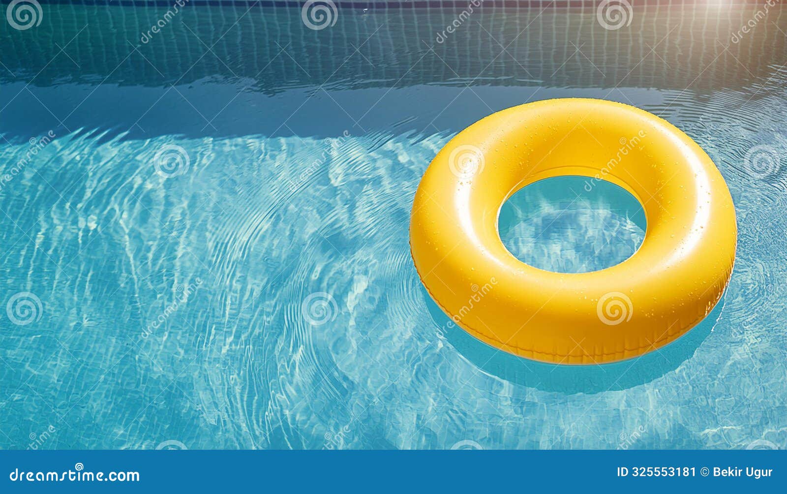 Yellow Float Floating in the Pool with Blue Water. Stock Illustration ...