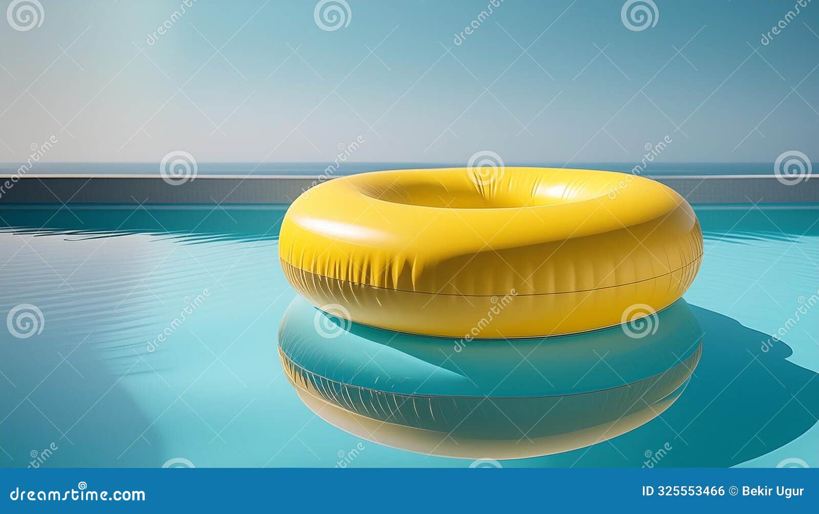 Yellow Float Floating in the Pool with Blue Water. Stock Illustration ...