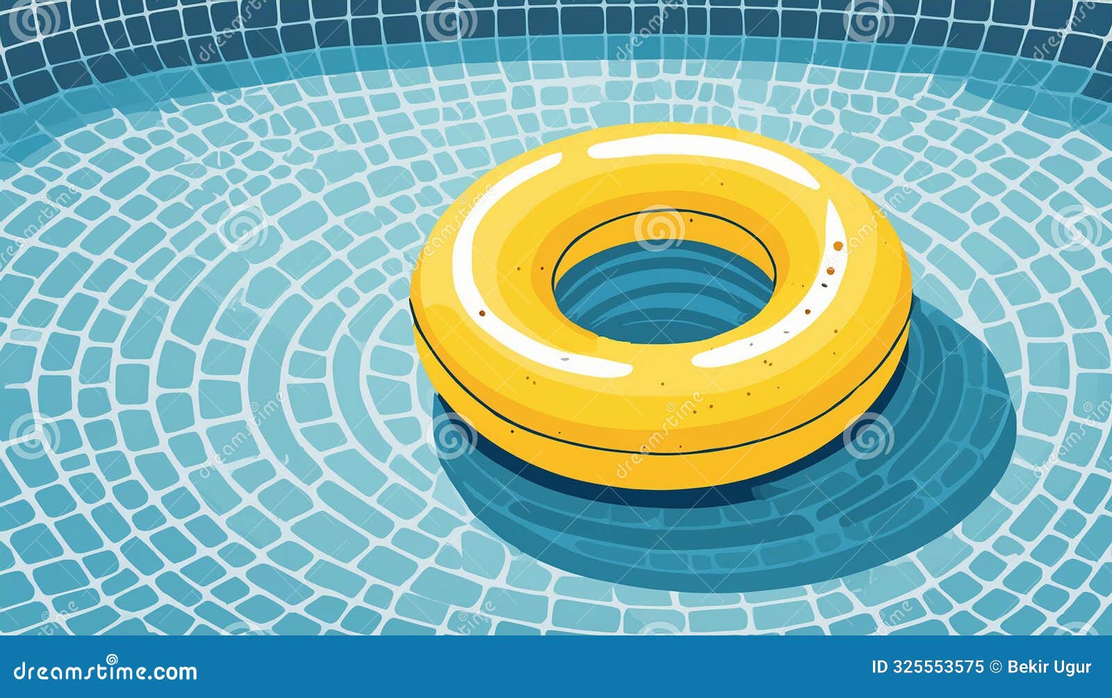 Yellow Float Floating in the Pool with Blue Water. Stock Illustration ...