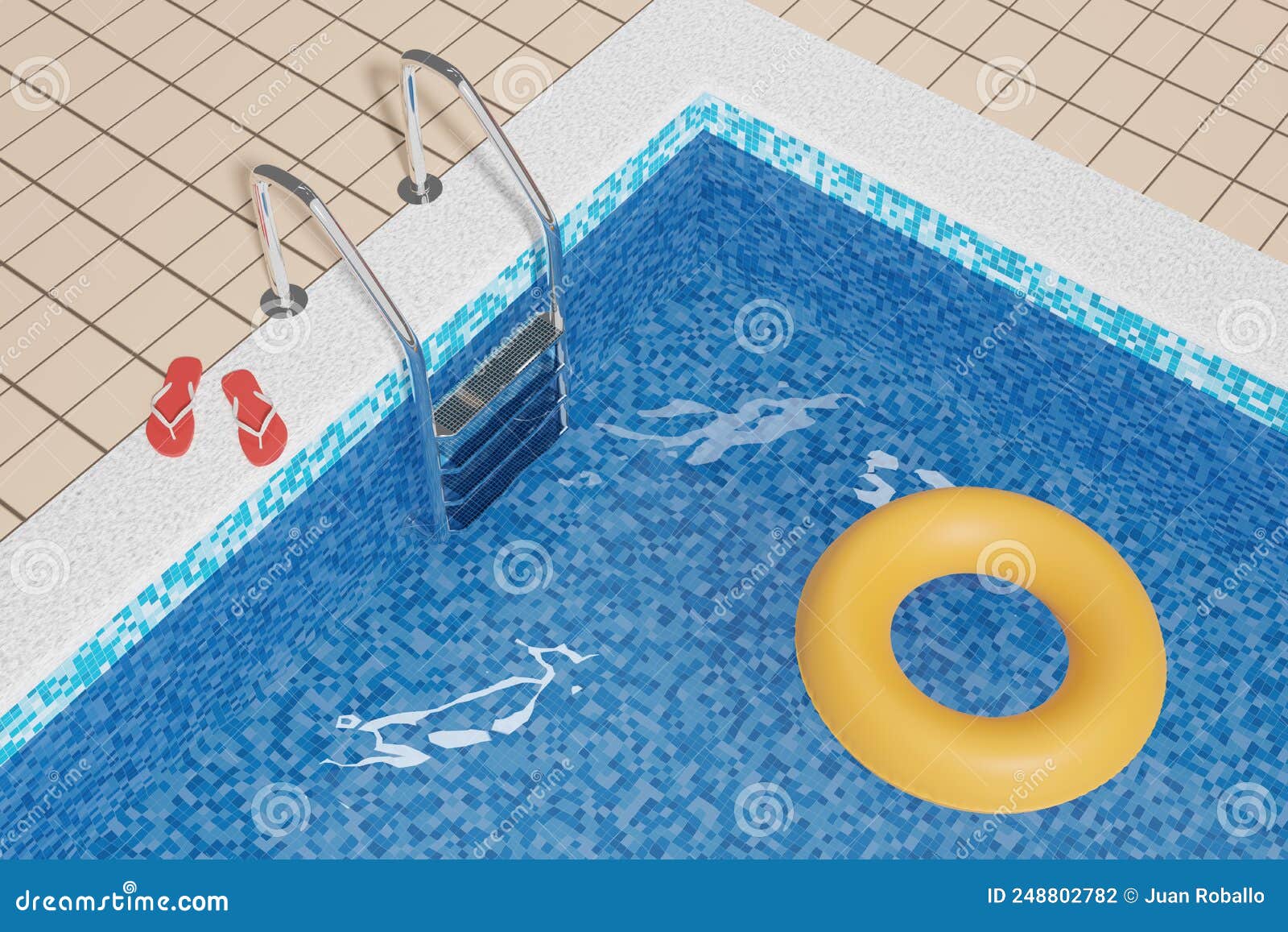 Yellow Float Floating in a Pool. Summer Concept Stock Illustration ...