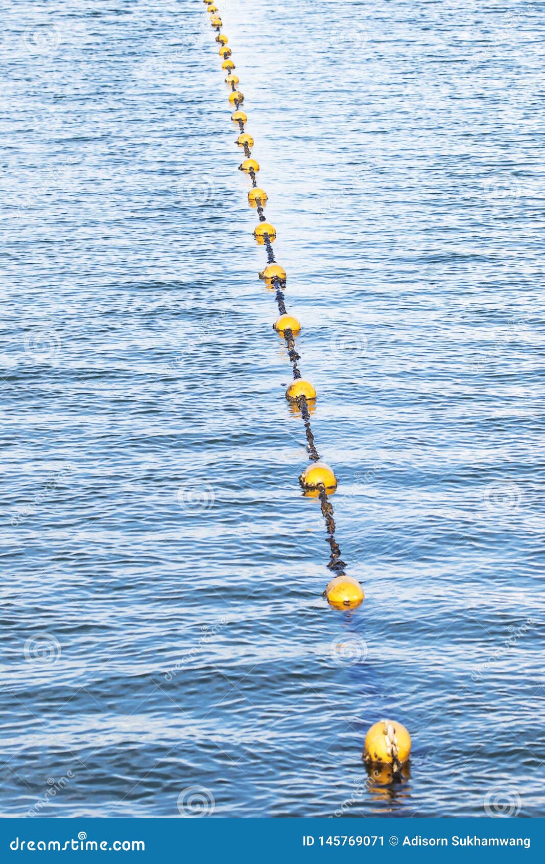 Yellow Float Floats on a Rope Floating in the Sea Stock Image - Image ...