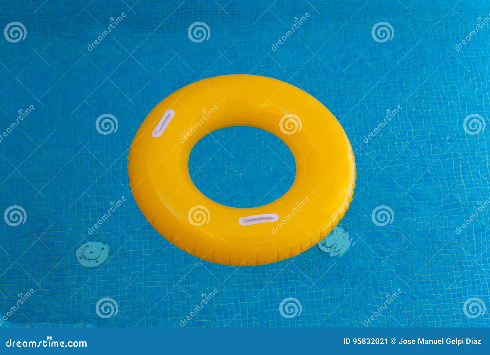 Yellow Float on a Pool with Crystal Clear Water Stock Image - Image of ...
