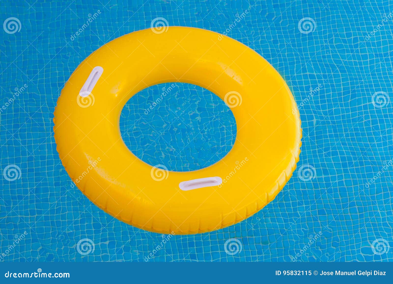 Yellow Float on a Pool with Crystal Clear Water Stock Image - Image of ...