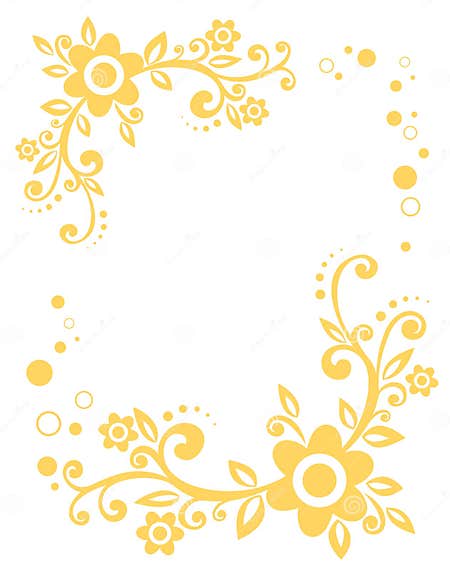 Yellow floral border stock vector. Illustration of white - 5269855