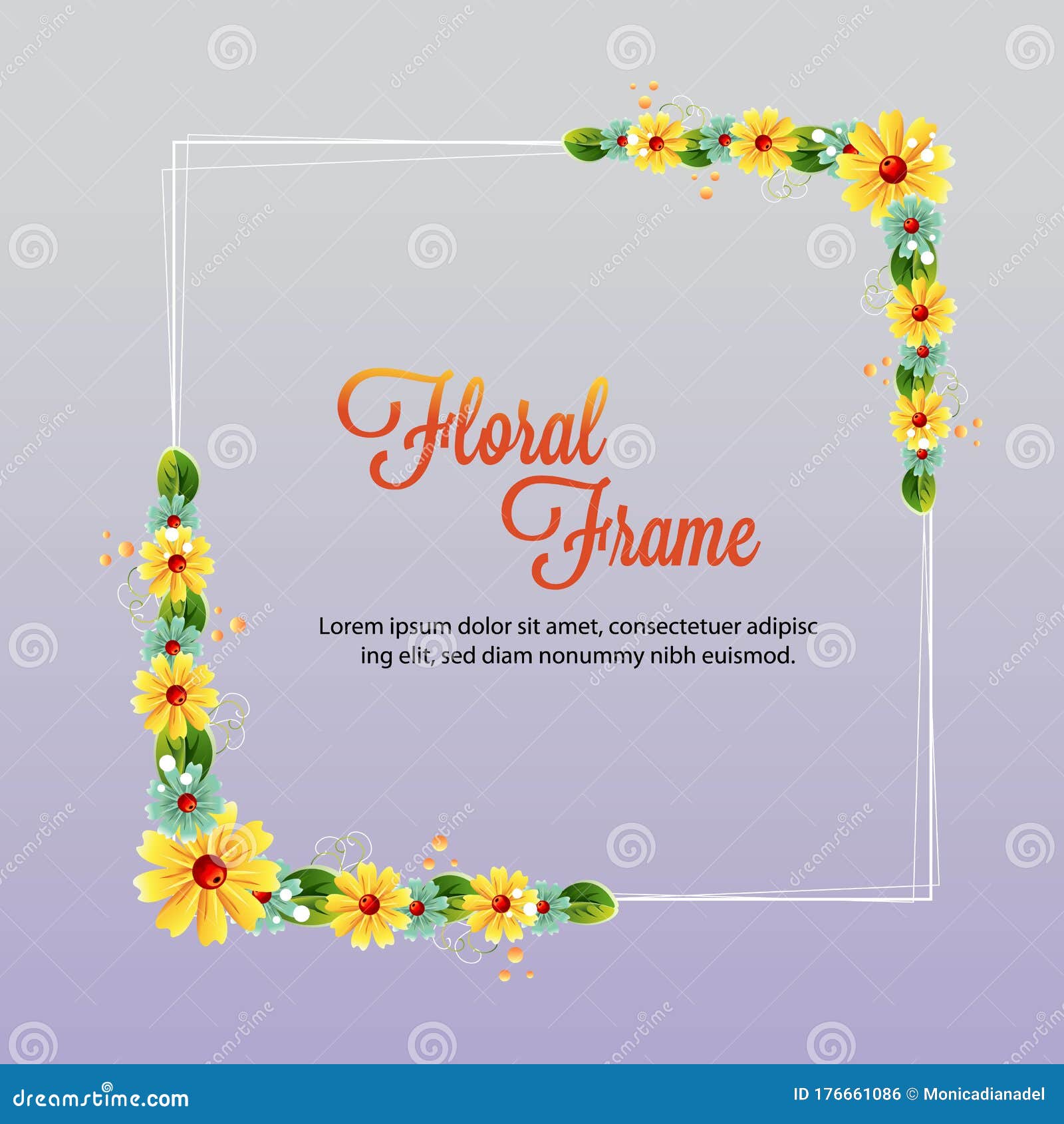 Yellow Floral Frame Rudbeckia Flower Border Stock Vector - Illustration ...