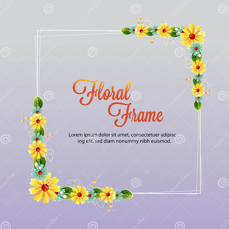 Yellow Floral Frame Rudbeckia Flower Border Stock Vector - Illustration ...