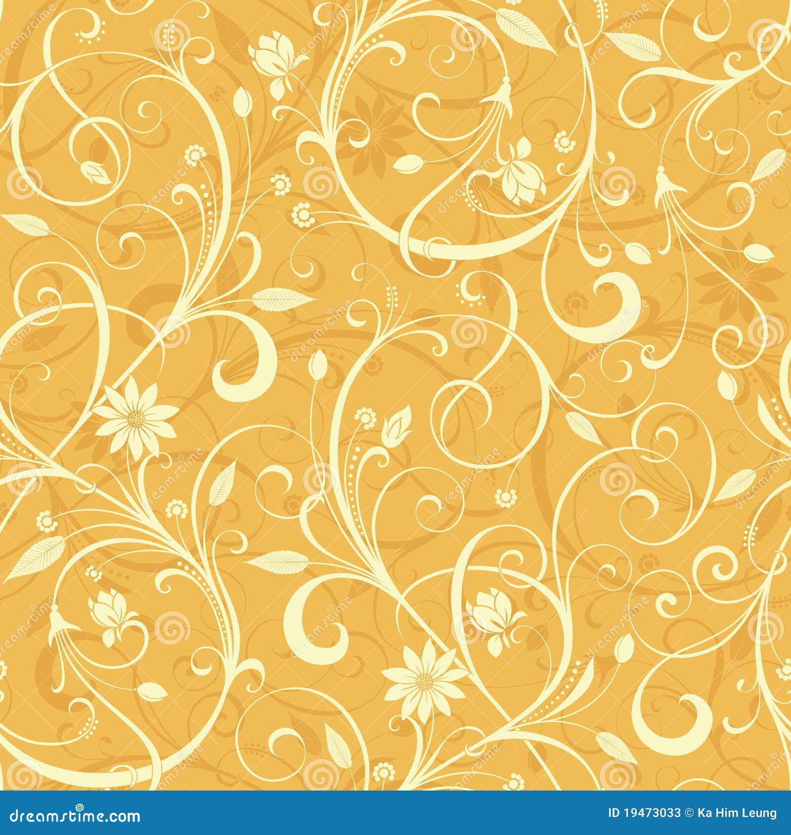 Yellow Floral Pattern stock illustration. Illustration of abstract ...