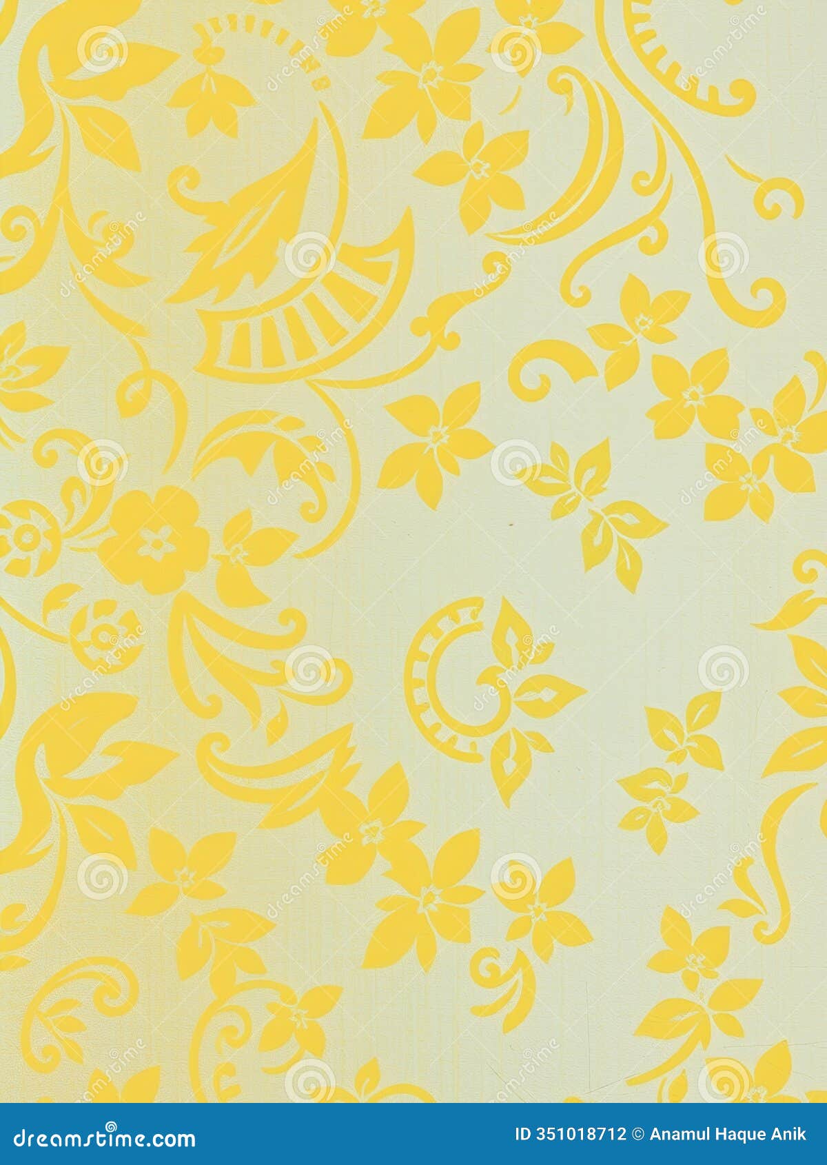 Yellow Floral Pattern on Light Green Background Stock Illustration ...