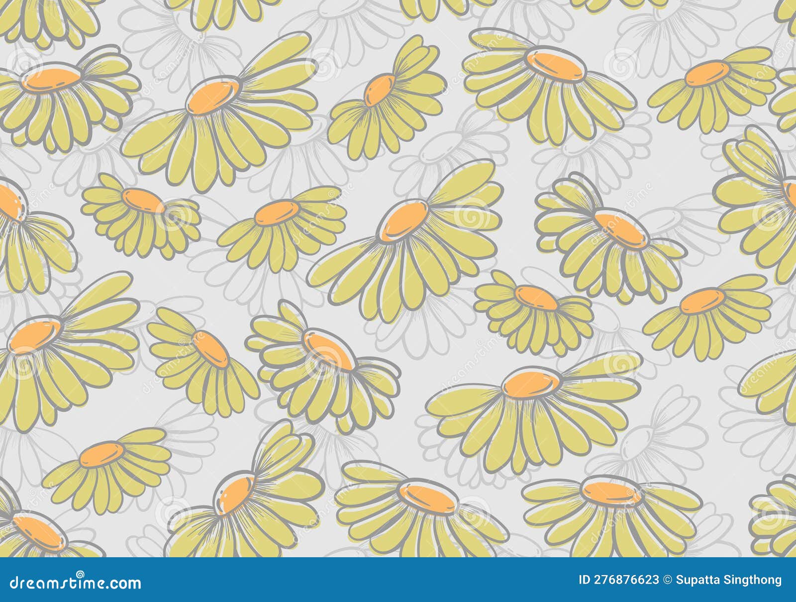 23041902 Yellow Floral Scribble Seamless on Background Stock Vector ...