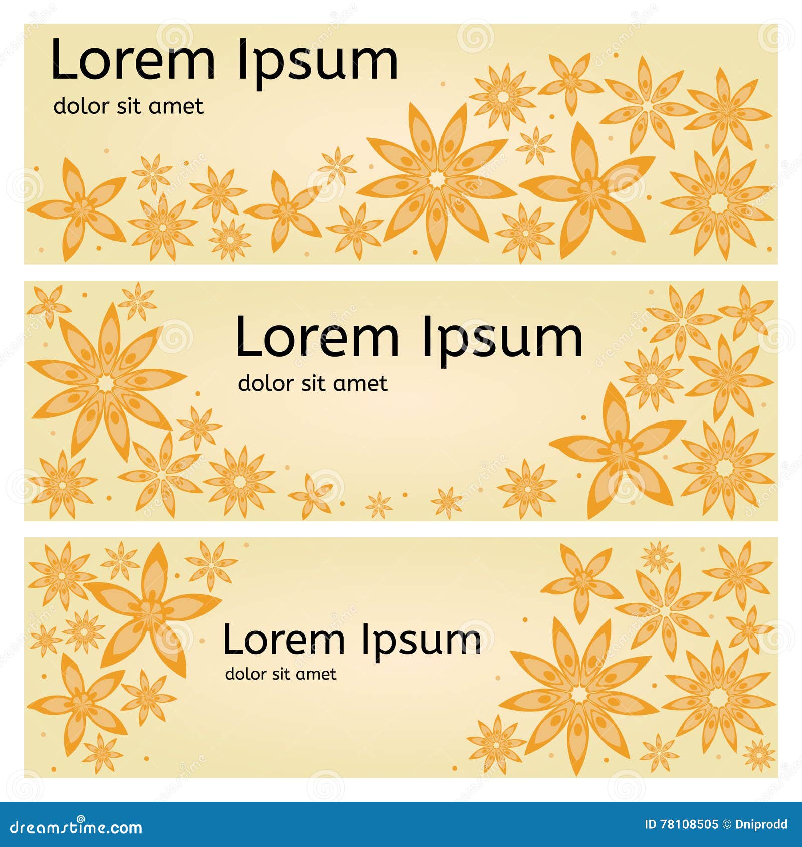 Yellow flower banners stock vector. Illustration of ornament - 78108505