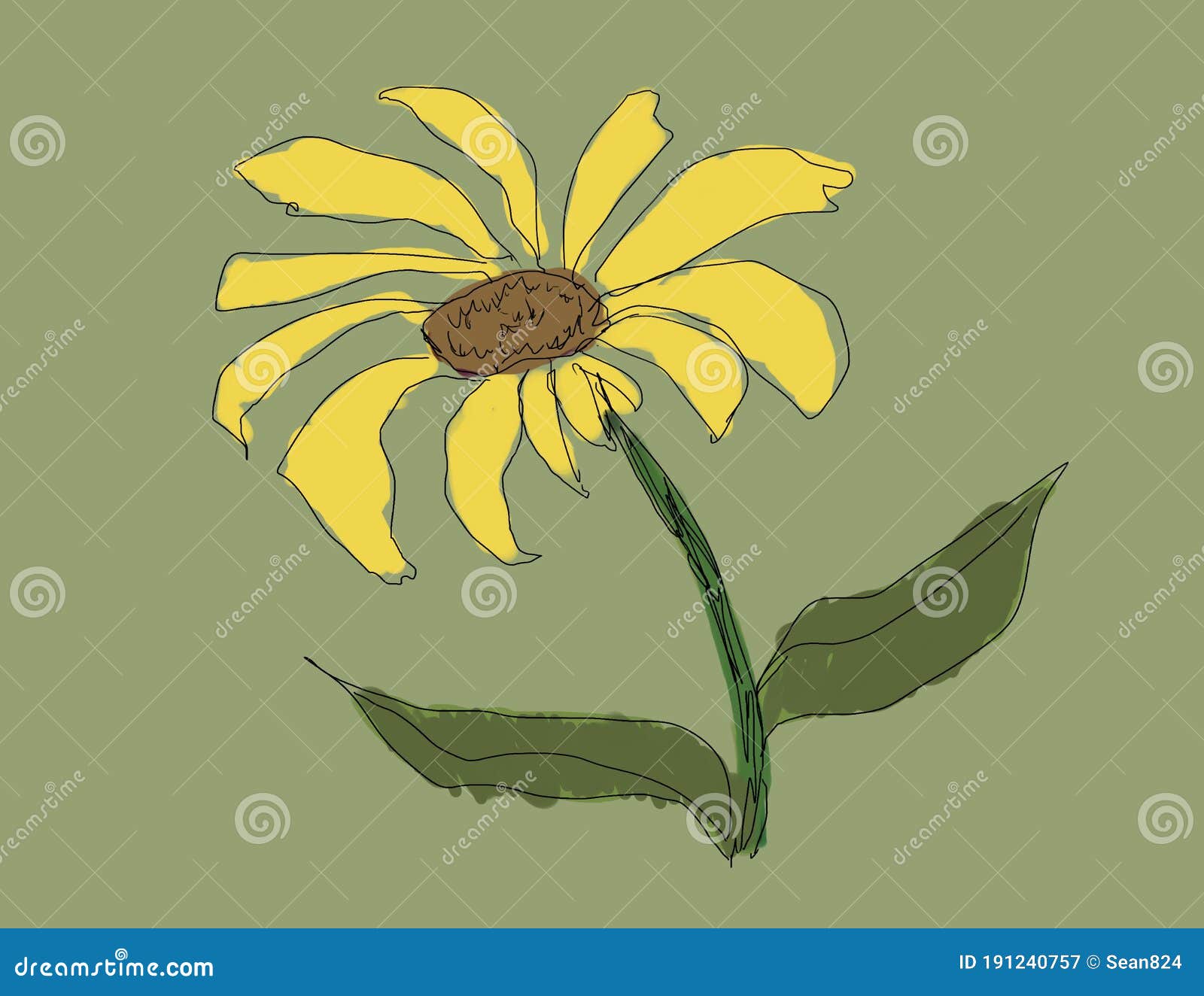 Yellow flower drawing stock illustration. Illustration of flower ...