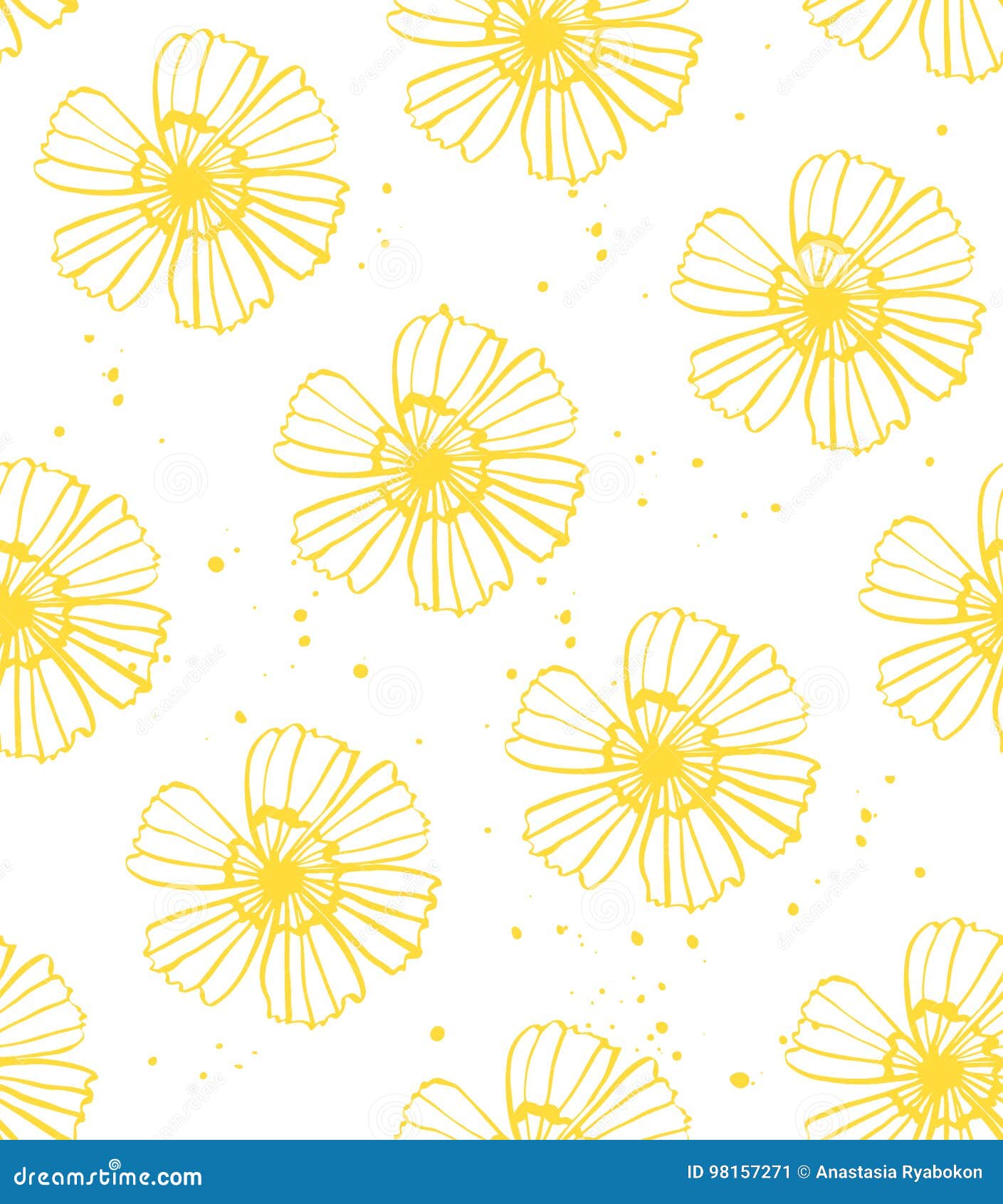 Yellow Flower Pattern Vector Seamless Stock Vector - Illustration of ...
