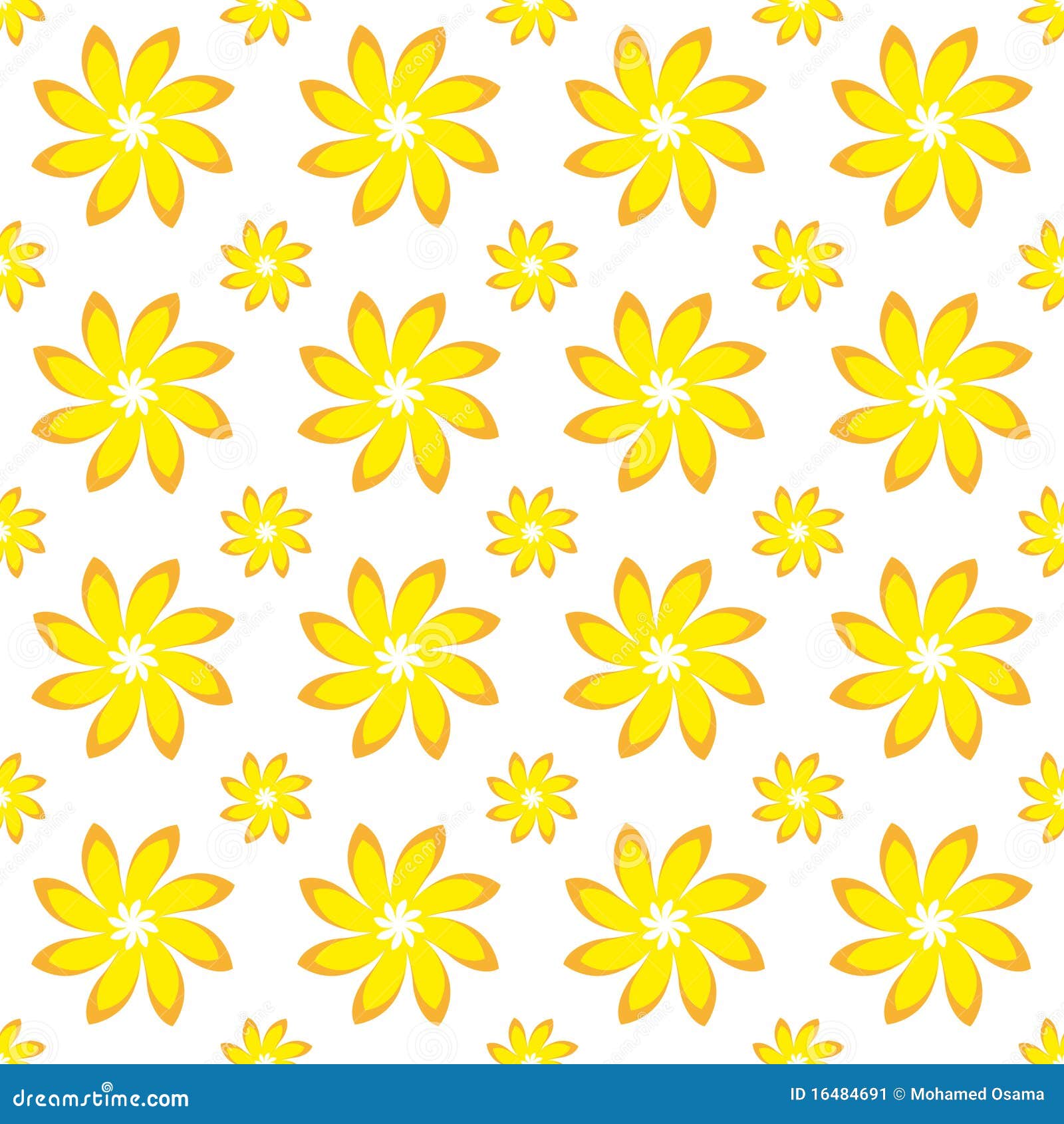 Yellow Flower Seamless Pattern Stock Illustration - Illustration of ...