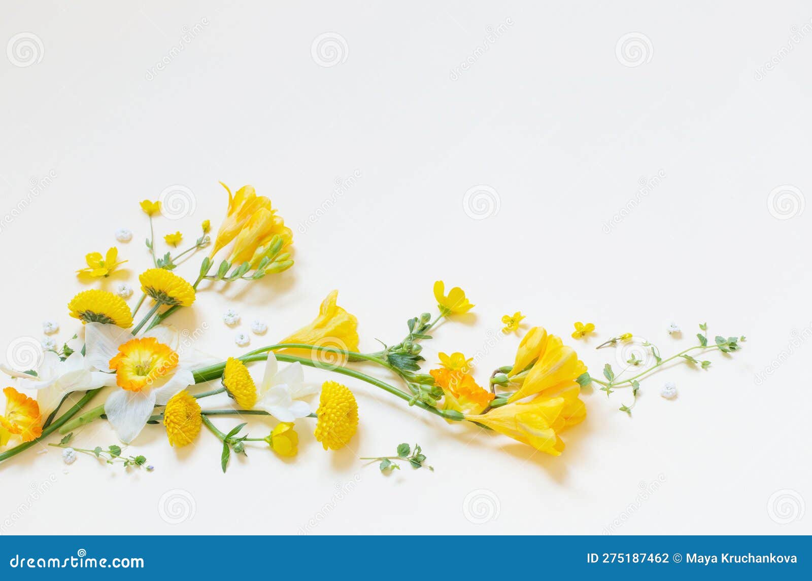 Yellow Flowers on Yellow Paper Background Stock Photo - Image of flower ...