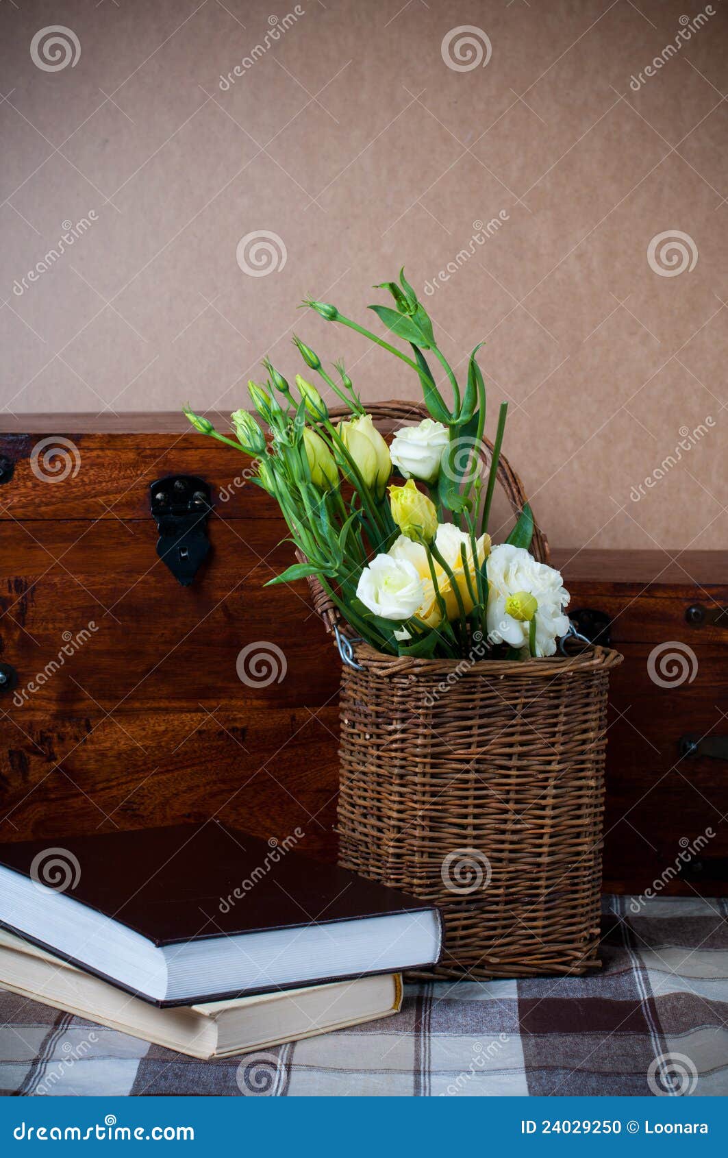 Yellow Flowers in a Wicker Basket Stock Photo - Image of decor ...