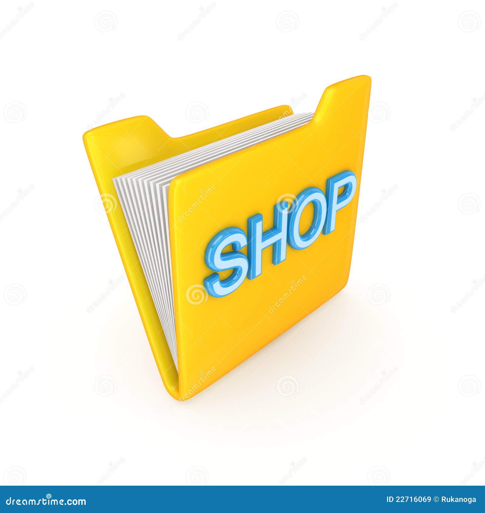 Yellow Folder with a Blue Word SHOP. Stock Illustration - Illustration ...