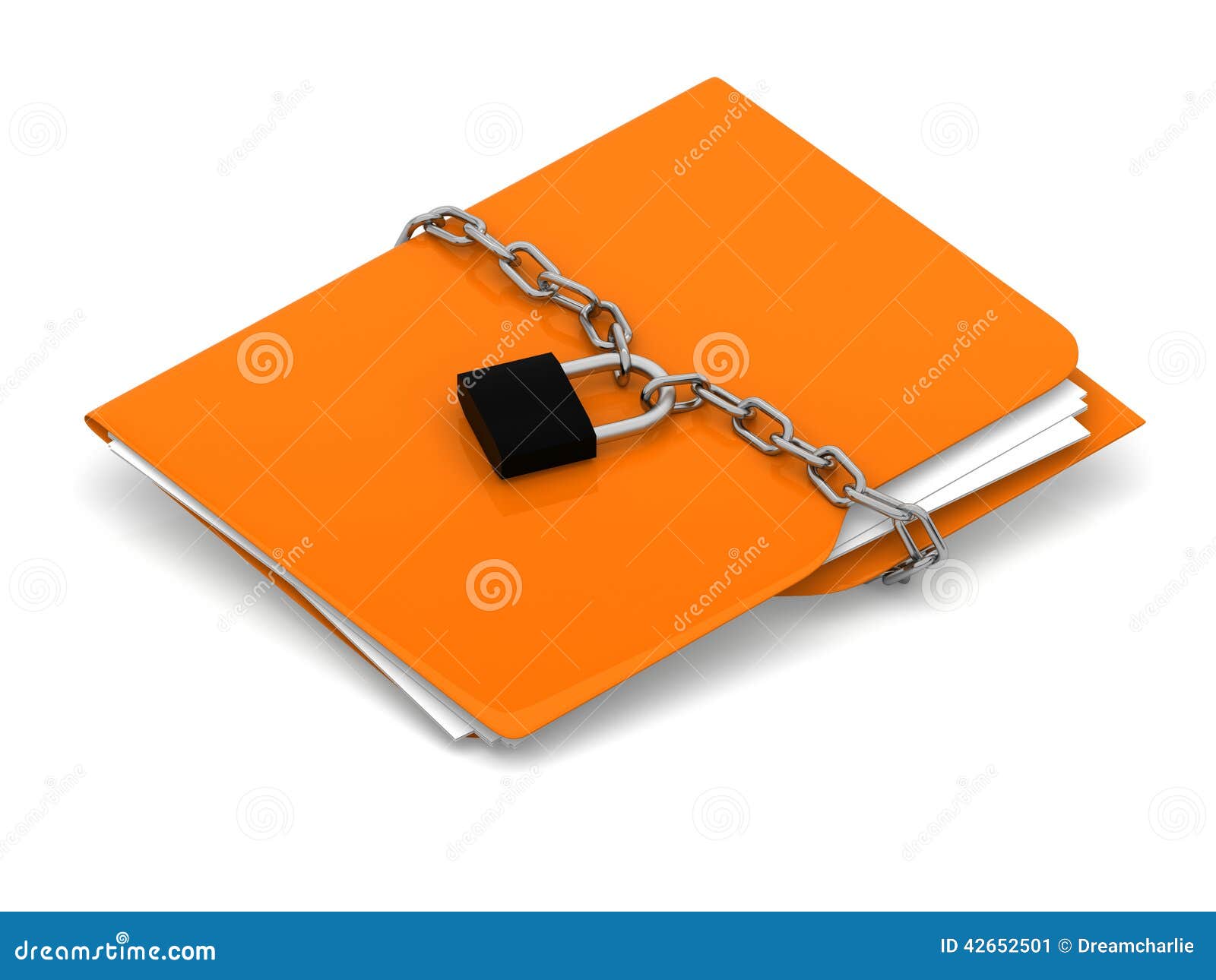 Yellow Folder with Chain and Lock. Data Security Concept Stock ...