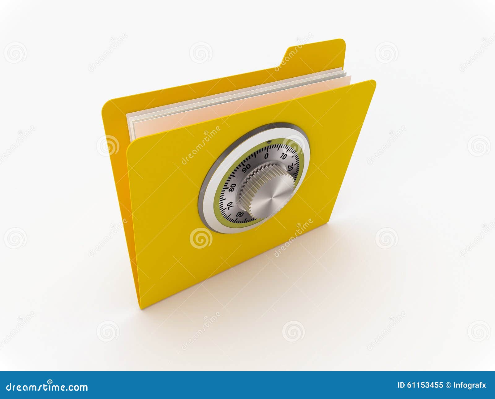 Yellow Folder with Combination Lock Stock Illustration - Illustration ...