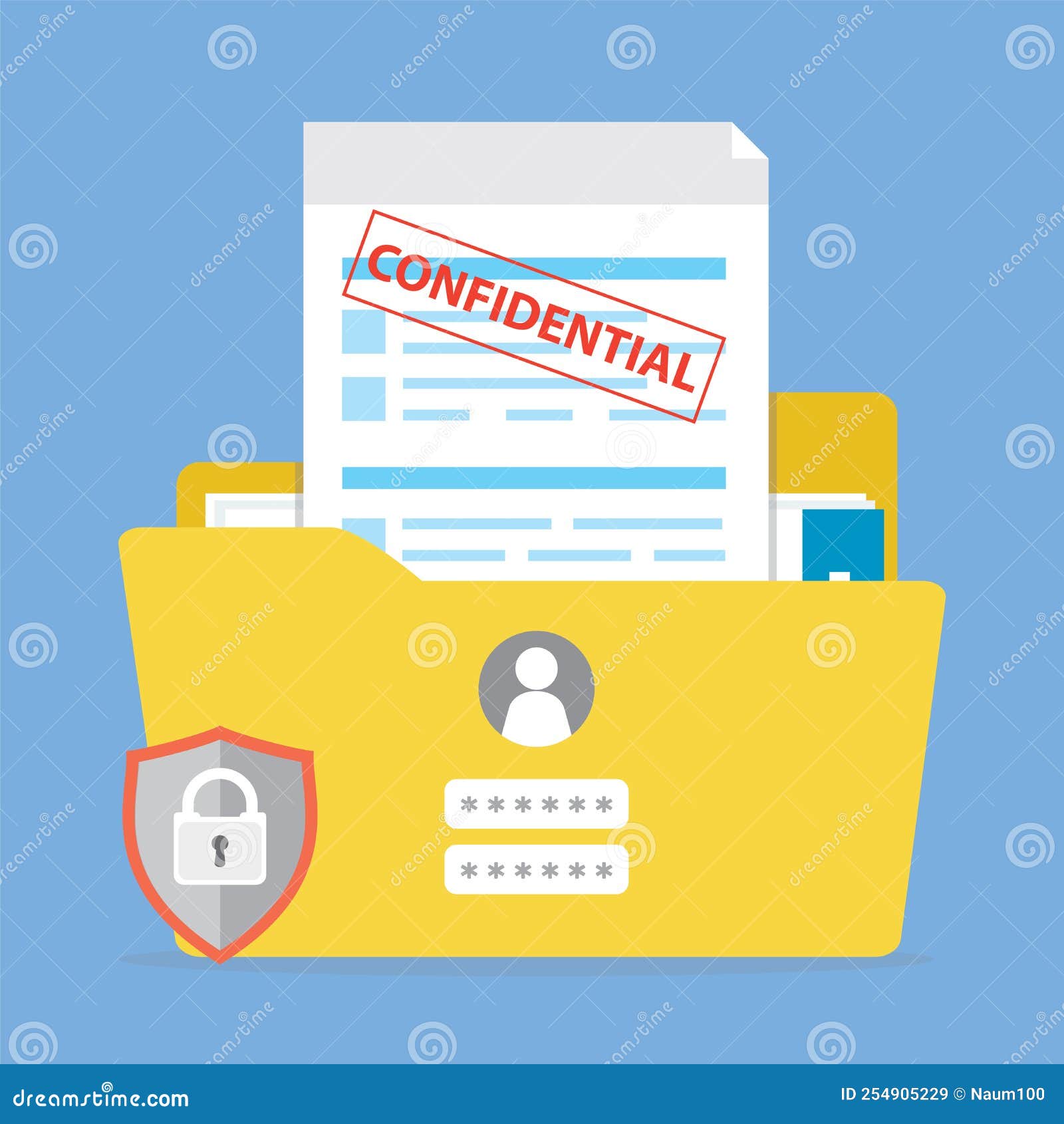 Yellow Folder with Confidential Documents. Sensitive Data and ...