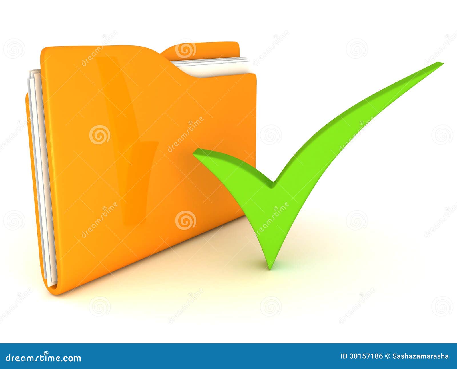 Yellow Folder 3d Icon with Green Check Mark Stock Illustration ...
