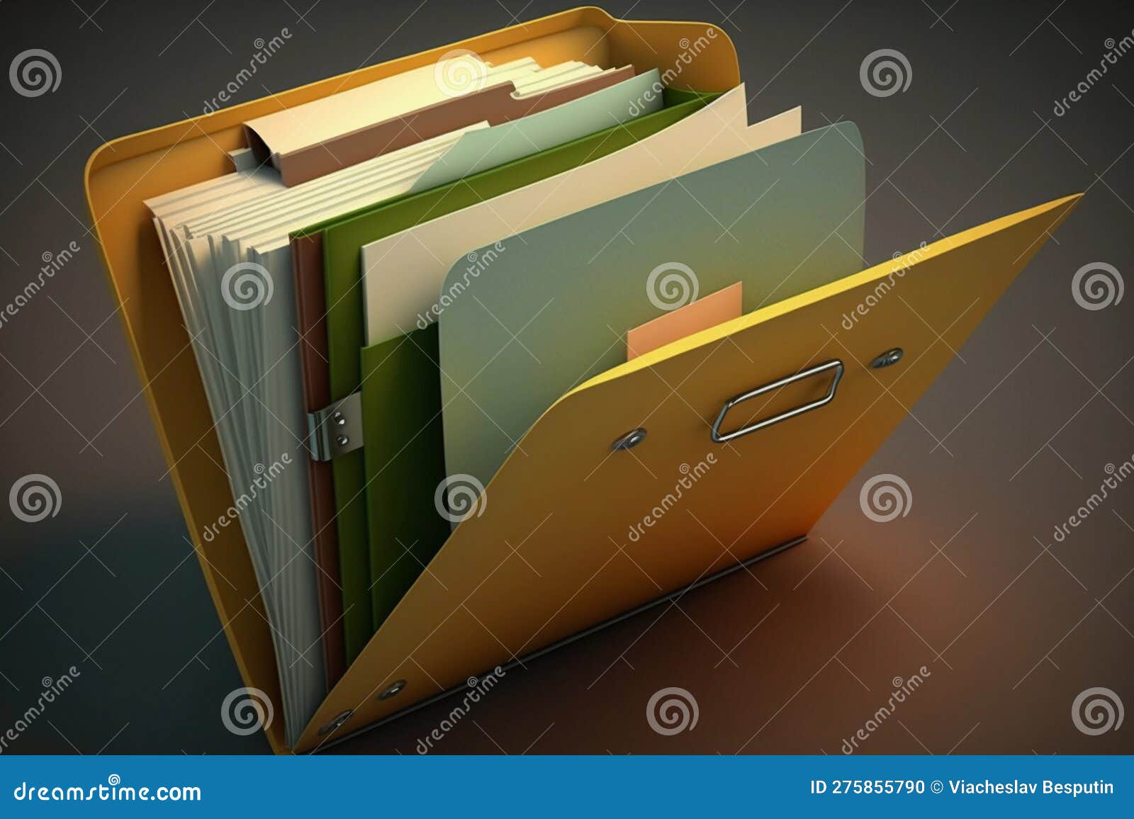 Yellow Folder with Documents on the Table. Stock Illustration ...