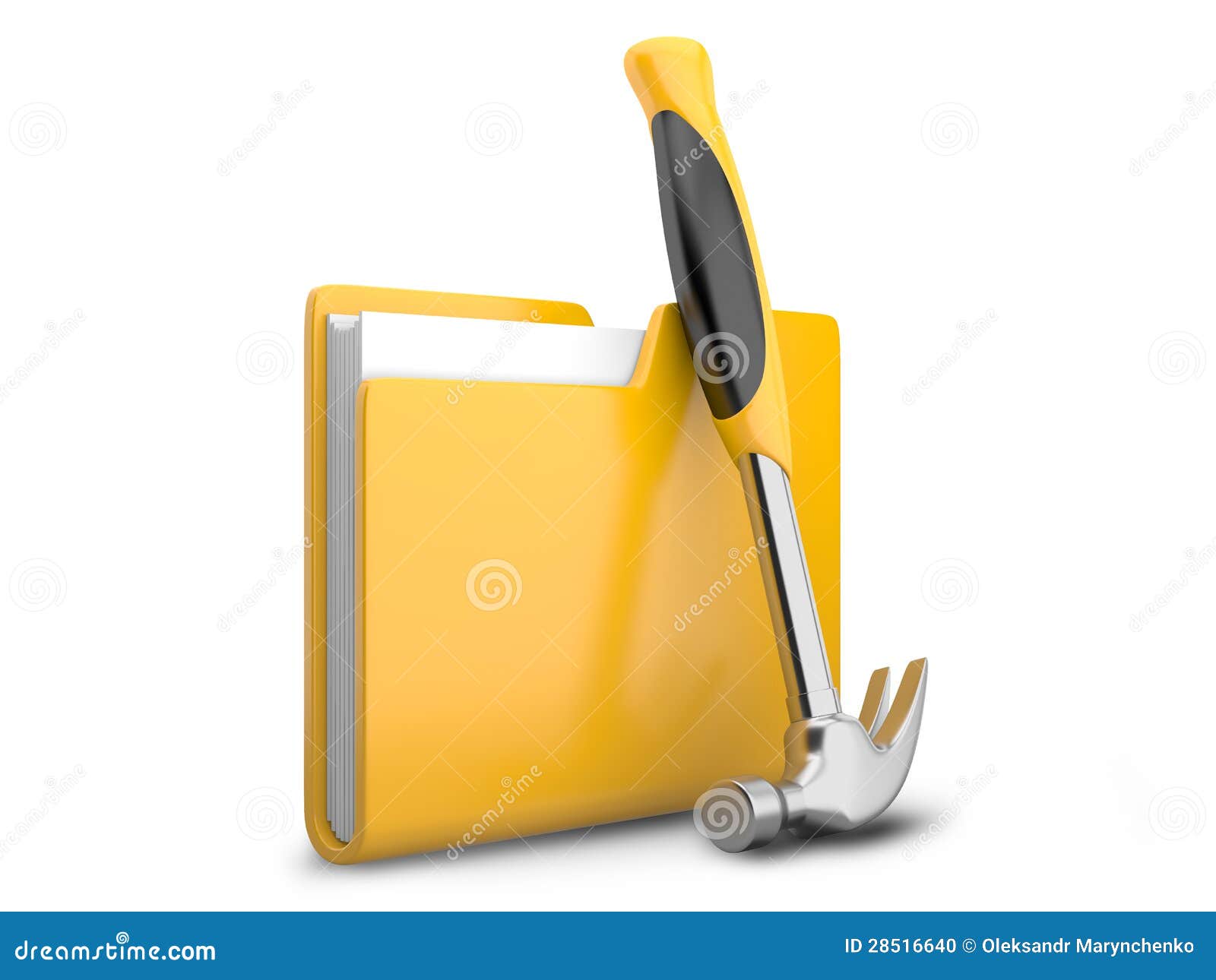 Yellow folder with hammer stock illustration. Illustration of ...